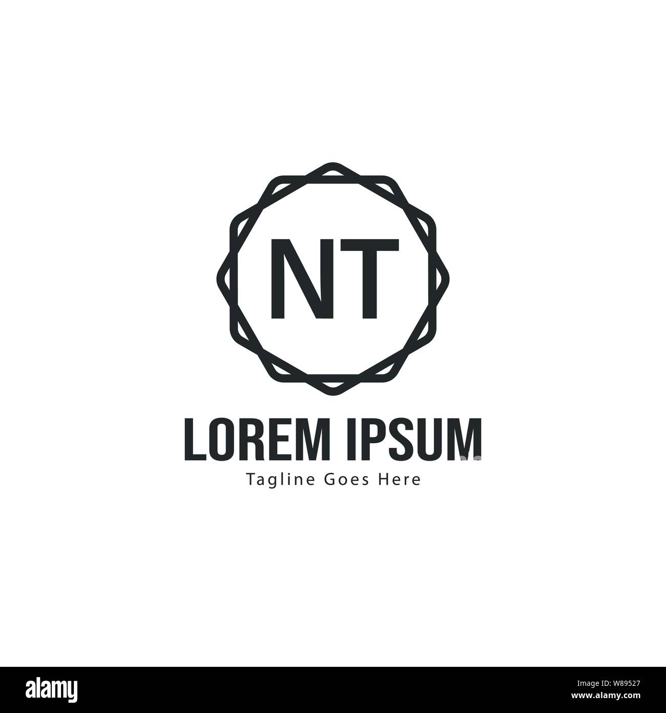 Initial NT logo template with modern frame. Minimalist NT letter logo ...