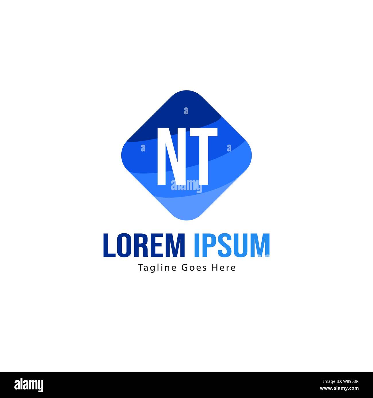 Initial NT logo template with modern frame. Minimalist NT letter logo ...