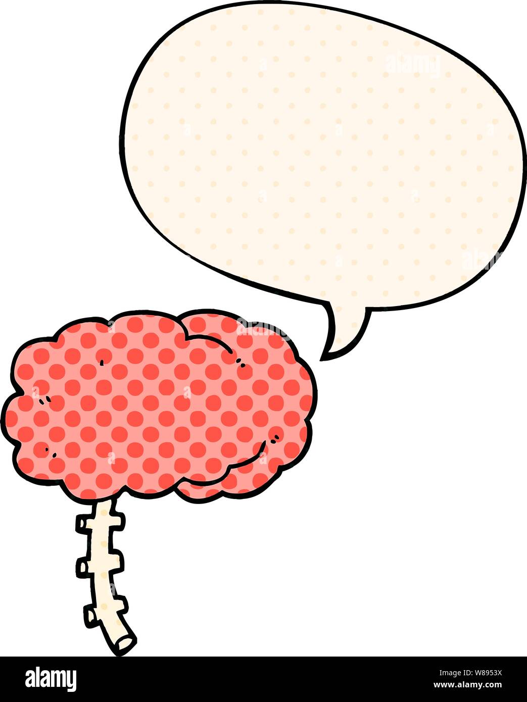 cartoon brain with speech bubble in comic book style Stock Vector Image ...