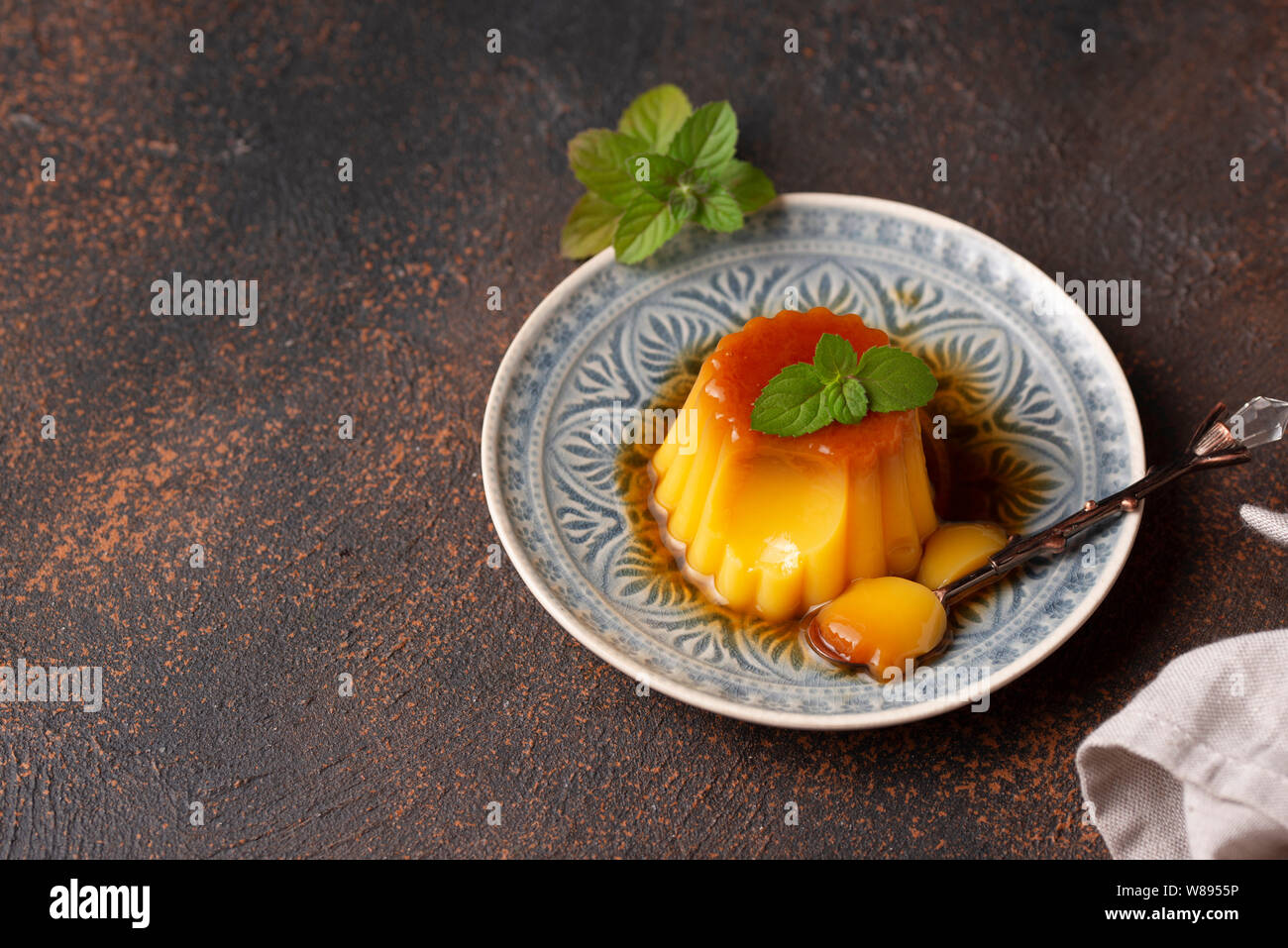 Flan or creme caramel, traditional Spanish dessert Stock Photo - Alamy