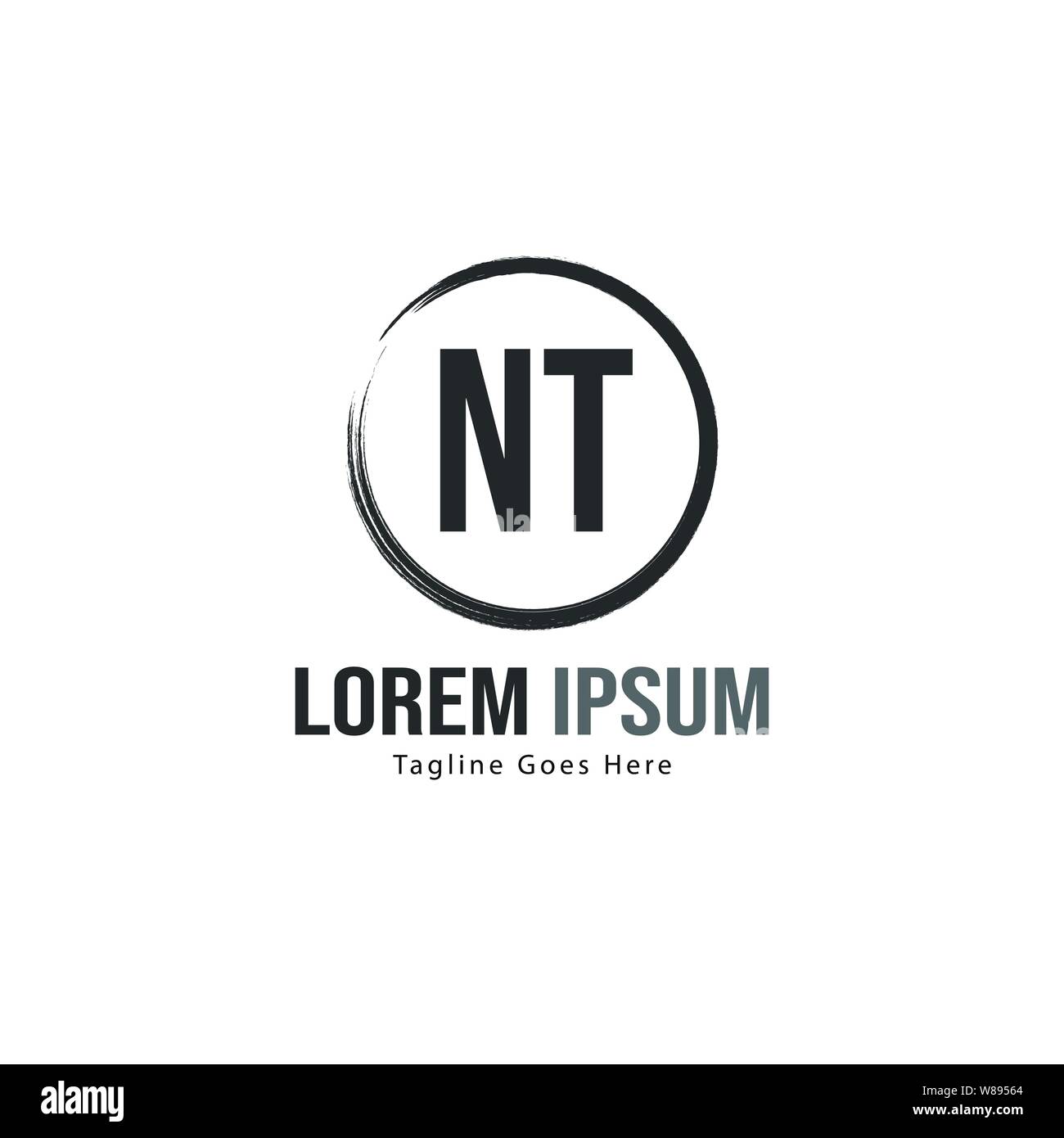 Initial NT logo template with modern frame. Minimalist NT letter logo ...