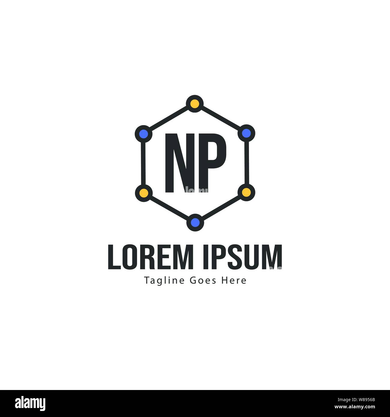 Initial NP logo template with modern frame. Minimalist NP letter logo ...