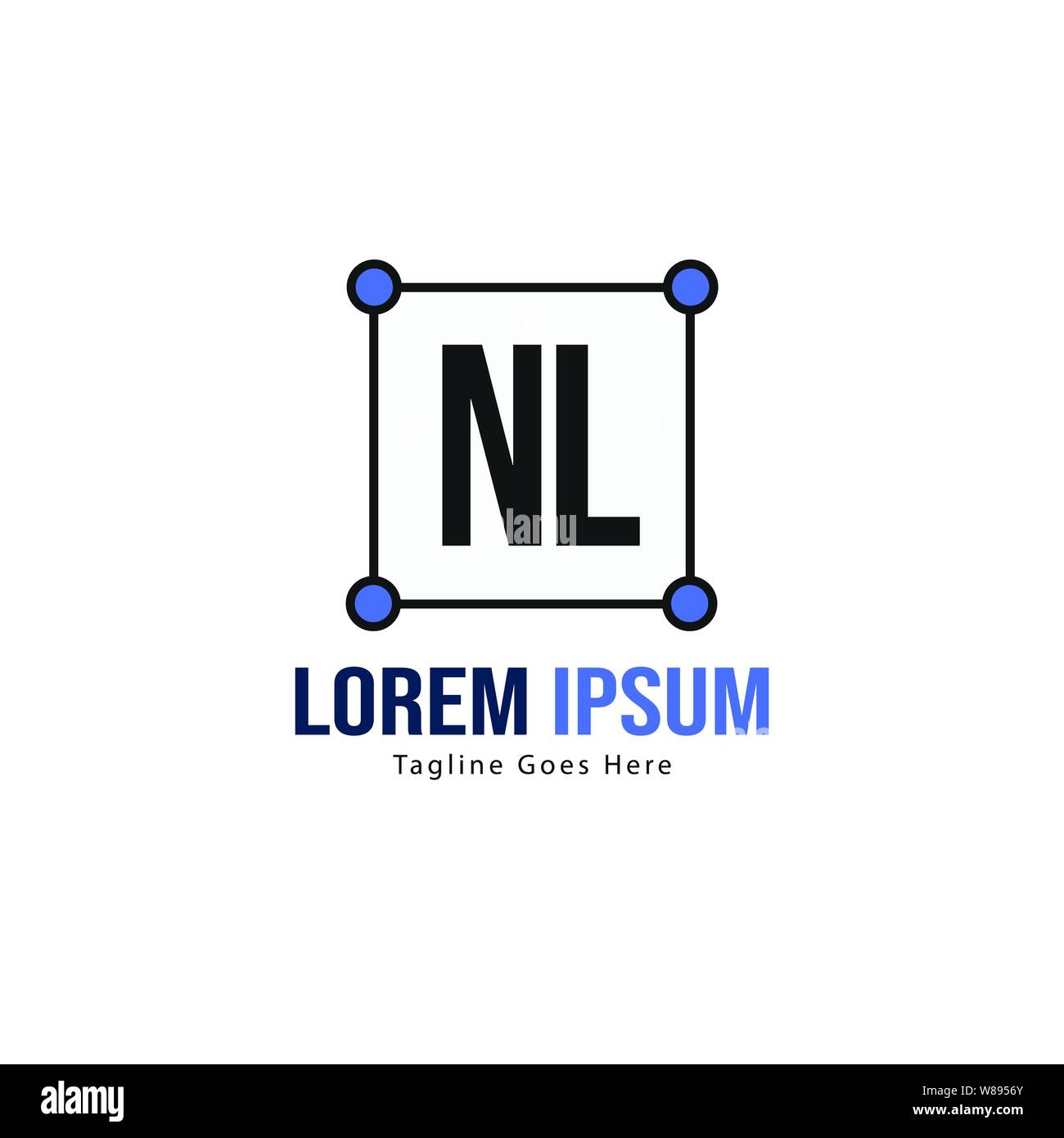 Initial NL logo template with modern frame. Minimalist NL letter logo ...