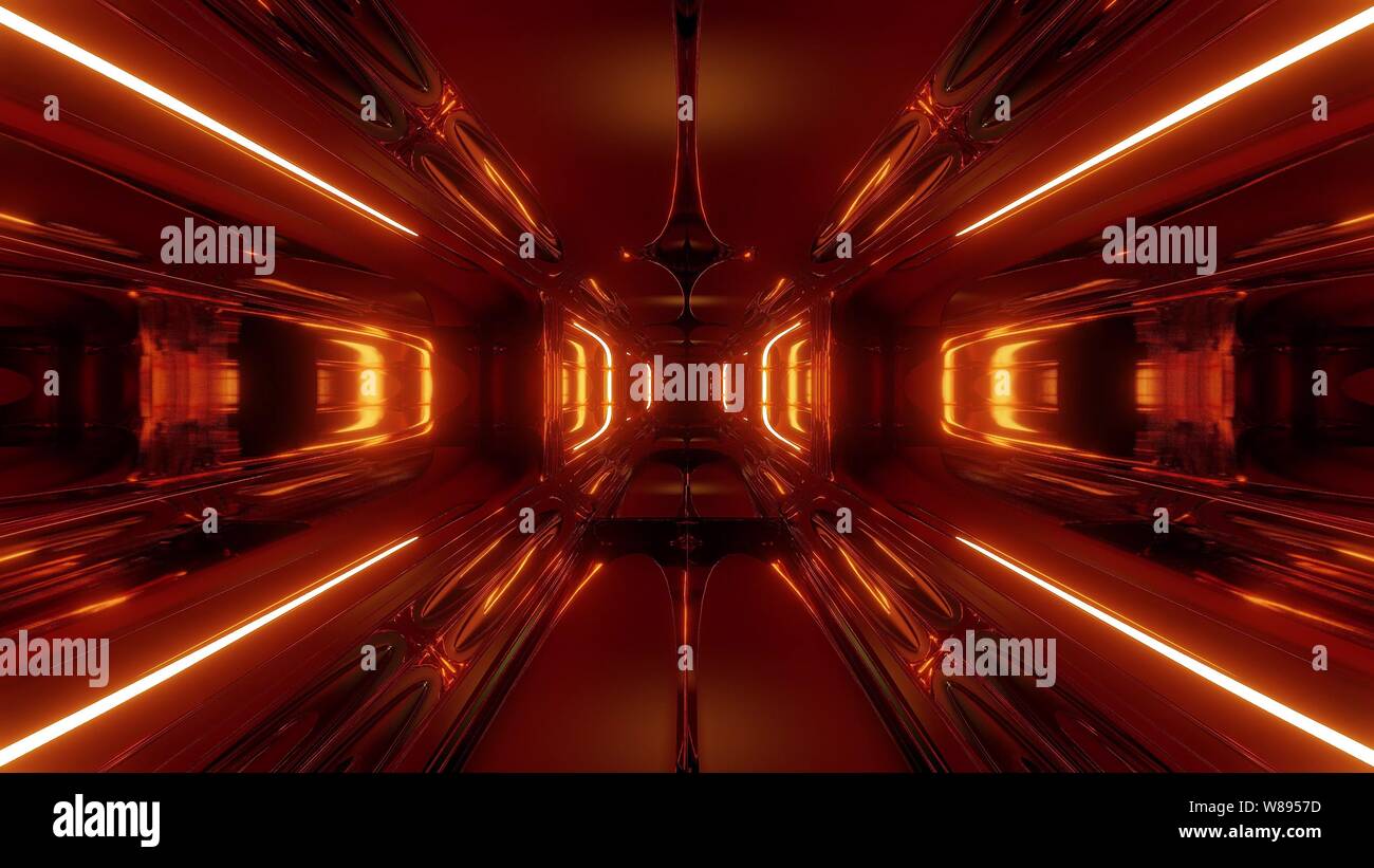 alien ship corridor tunnel wallpaper 3d rendering 3d illustration Stock ...