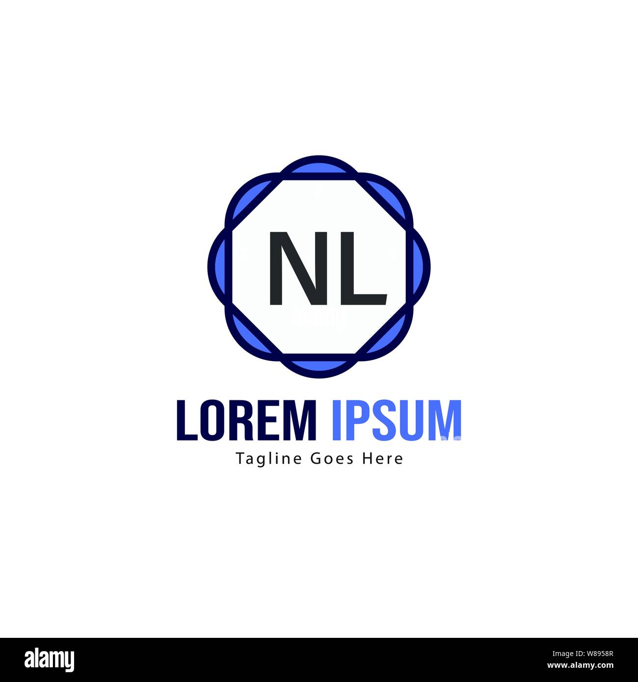 Initial NL logo template with modern frame. Minimalist NL letter logo ...