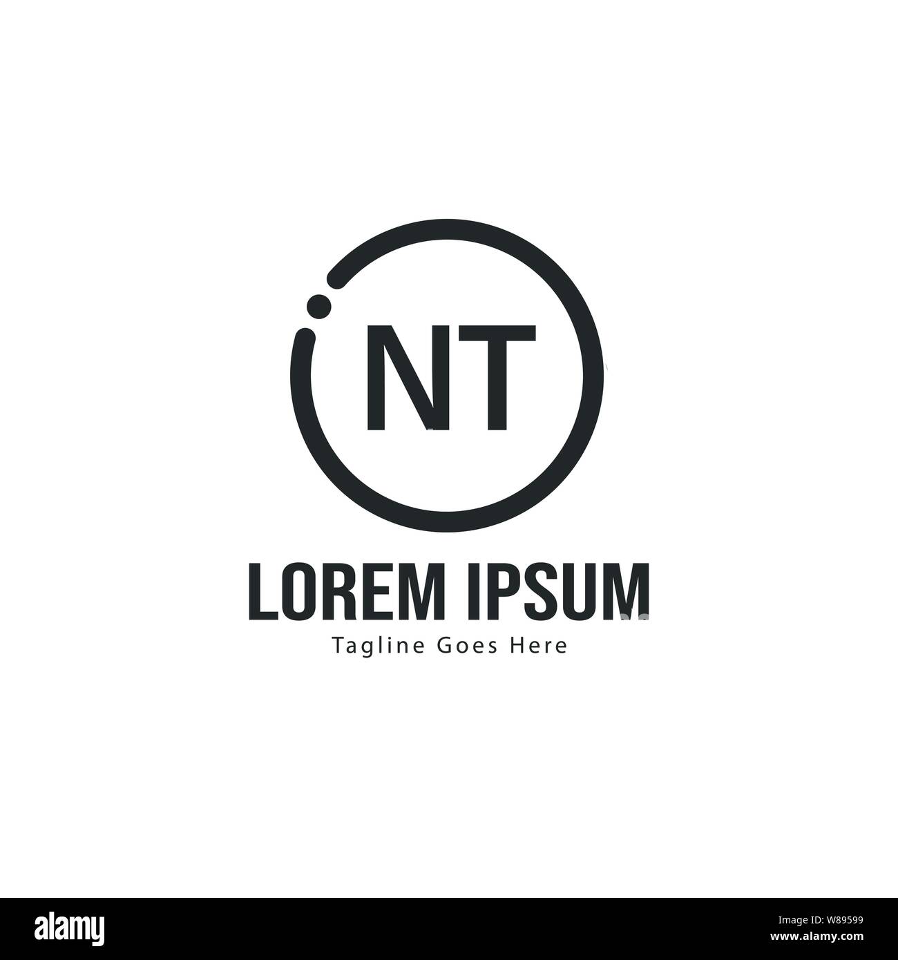 Initial NT logo template with modern frame. Minimalist NT letter logo ...