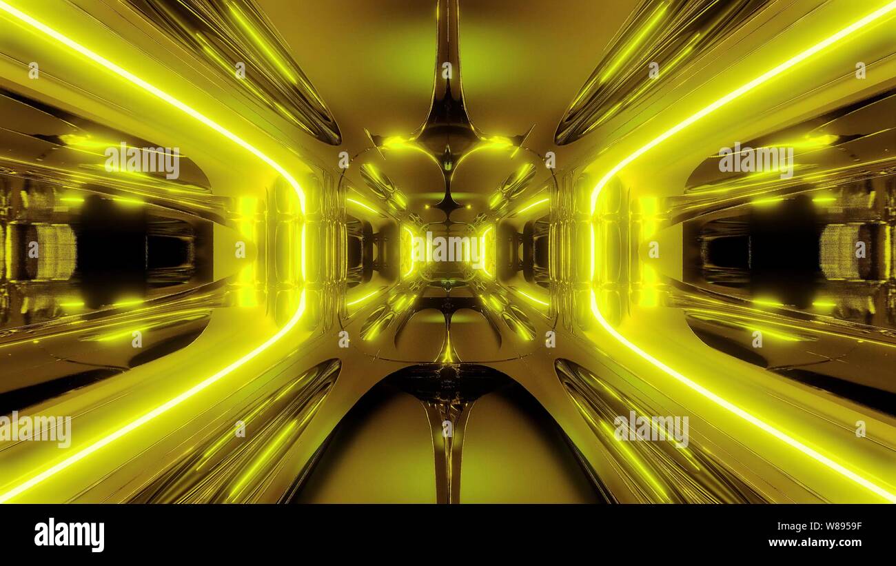 alien ship corridor tunnel wallpaper 3d rendering 3d illustration Stock ...