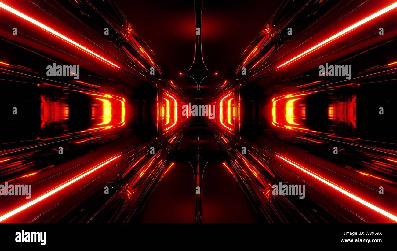 alien ship corridor tunnel wallpaper 3d rendering 3d illustration Stock ...