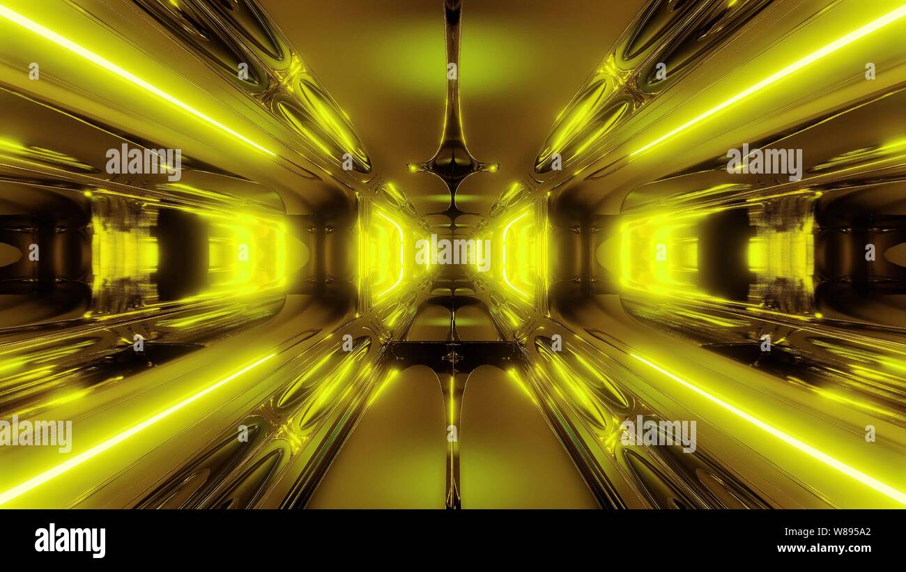 alien ship corridor tunnel wallpaper 3d rendering 3d illustration Stock ...