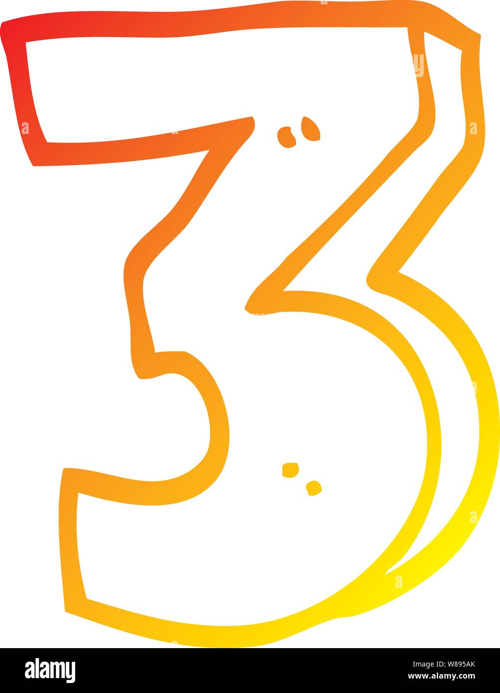 warm gradient line drawing of a cartoon number three Stock Vector Image ...