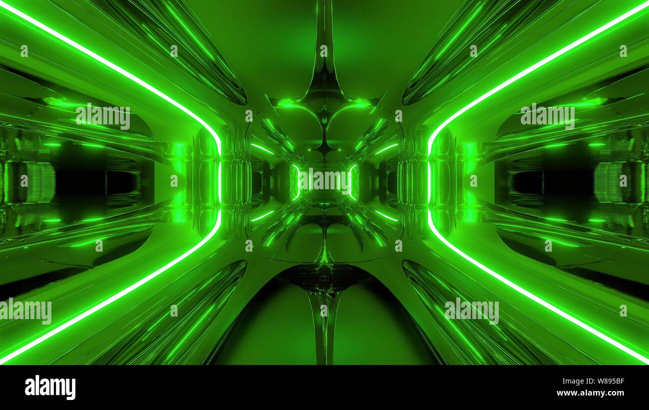 alien ship corridor tunnel wallpaper 3d rendering 3d illustration Stock ...