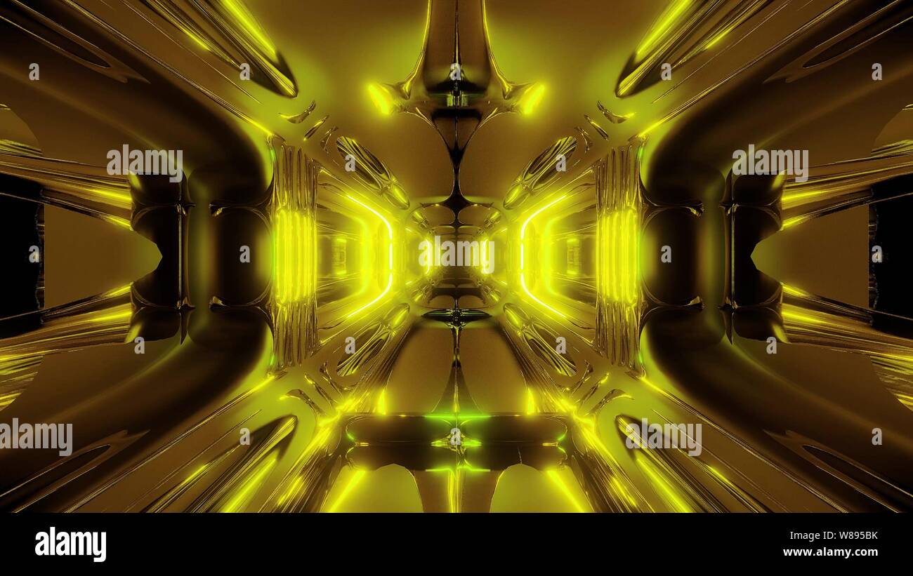 alien ship corridor tunnel wallpaper 3d rendering 3d illustration Stock ...