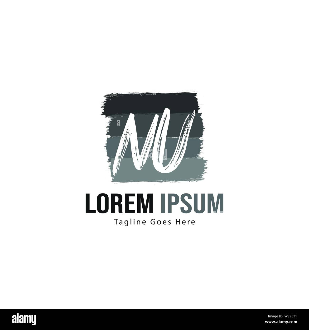 Initial NU logo template with modern frame. Minimalist NU letter logo ...
