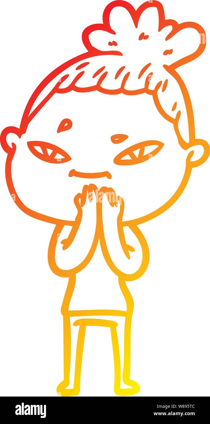 warm gradient line drawing of a cartoon woman Stock Vector Image & Art ...