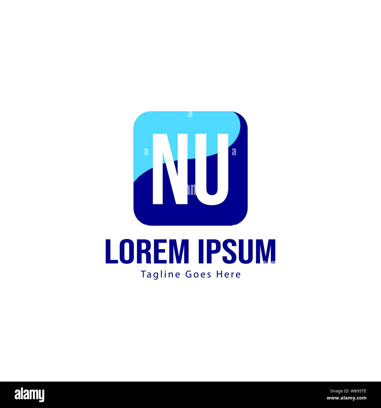 Initial NU logo template with modern frame. Minimalist NU letter logo ...