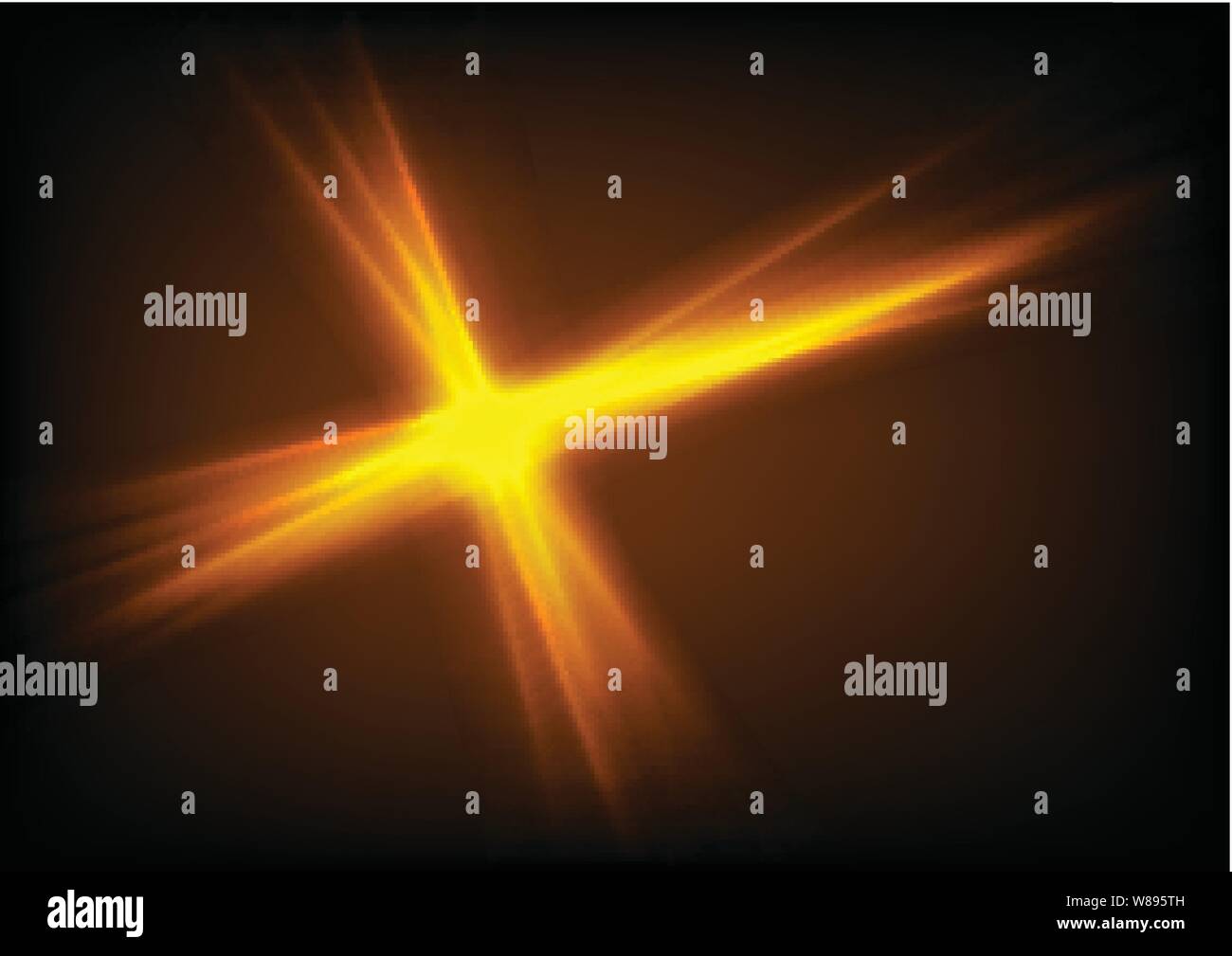 Bright glowing orange star glare beams abstract background. Vector ...