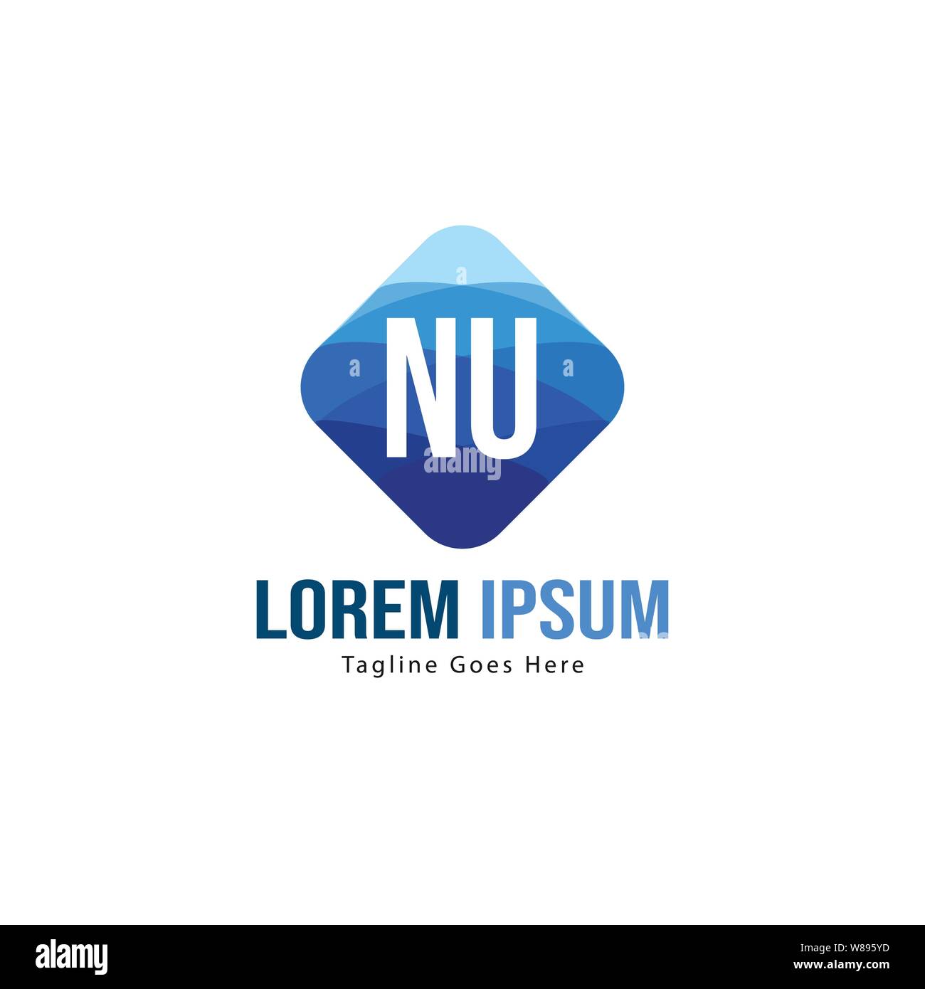 Initial NU logo template with modern frame. Minimalist NU letter logo ...