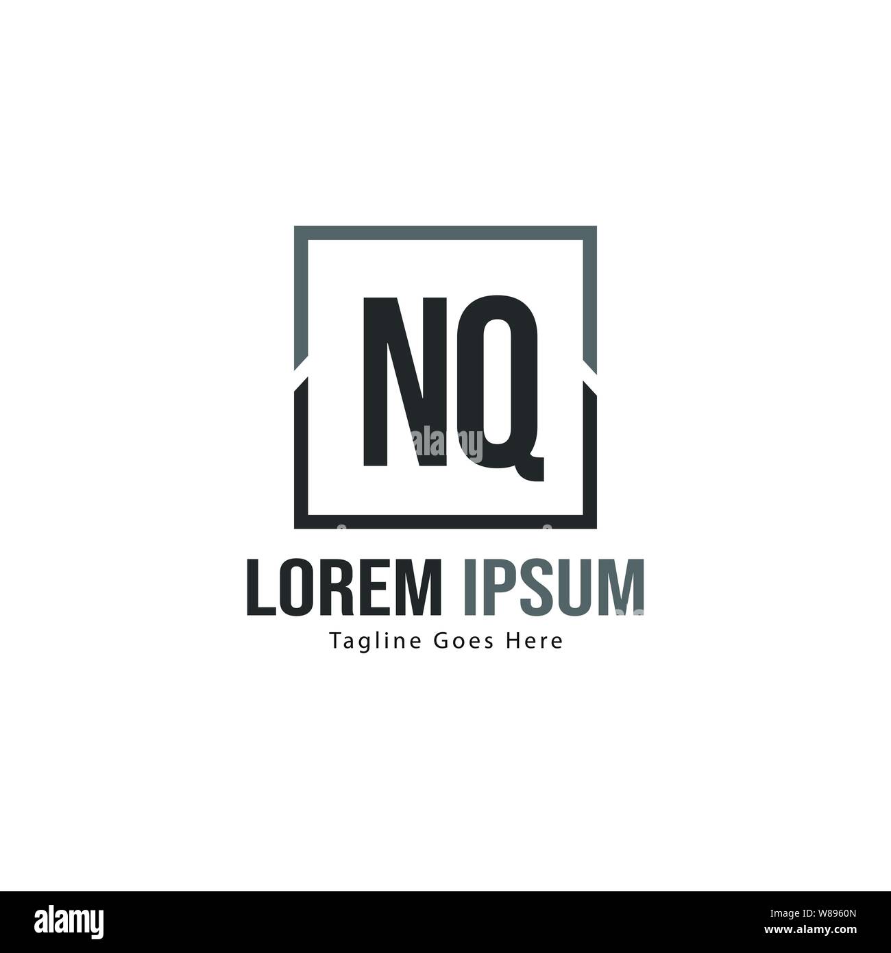Initial NQ logo template with modern frame. Minimalist NQ letter logo ...