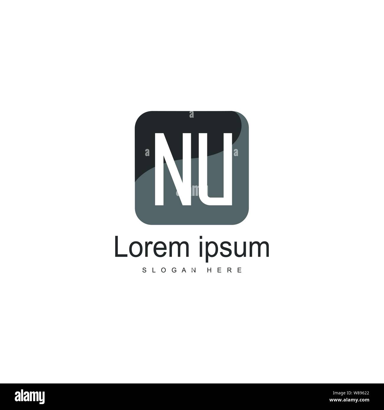 Initial NU logo template with modern frame. Minimalist NU letter logo ...