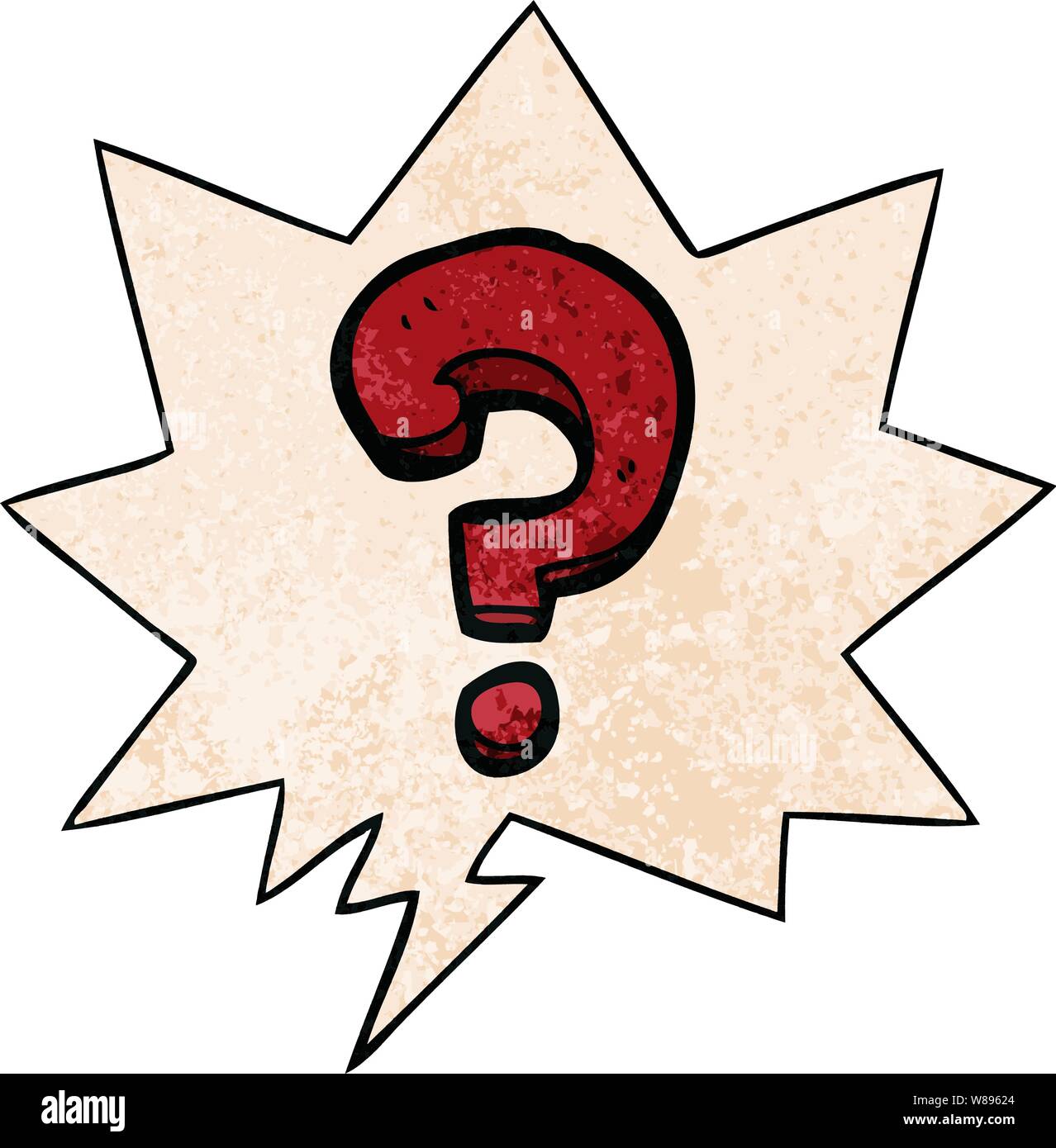 cartoon question mark with speech bubble in retro texture style Stock ...