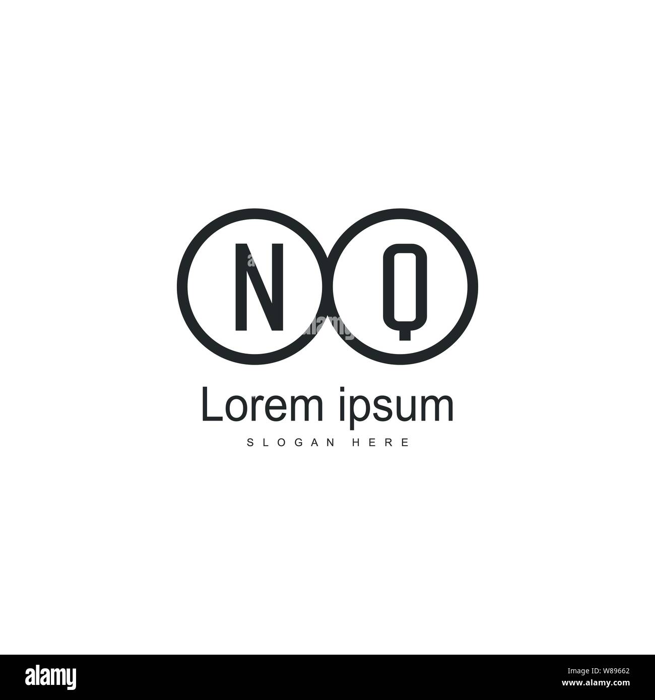 Initial NQ logo template with modern frame. Minimalist NQ letter logo ...