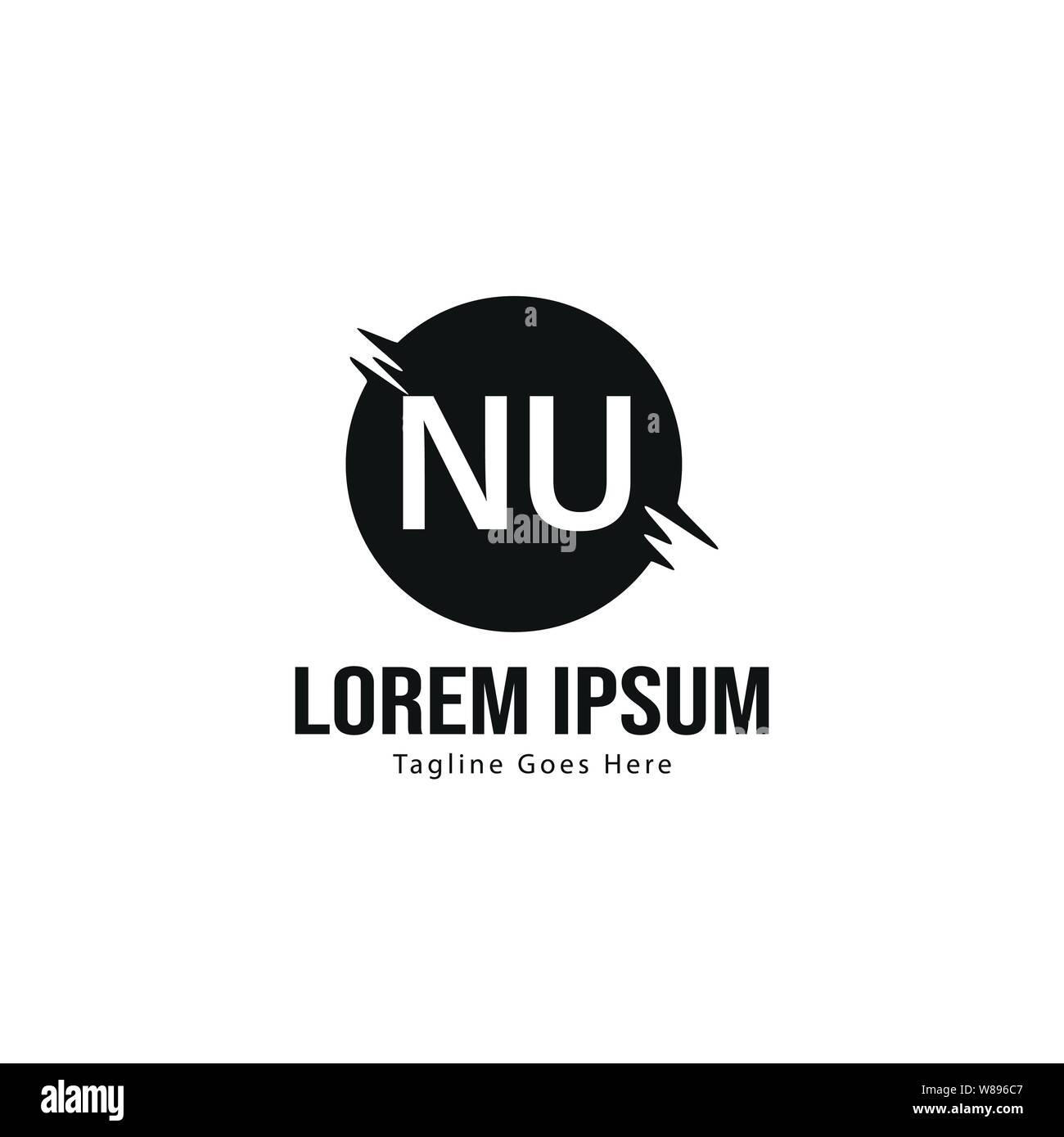 Initial NU logo template with modern frame. Minimalist NU letter logo ...