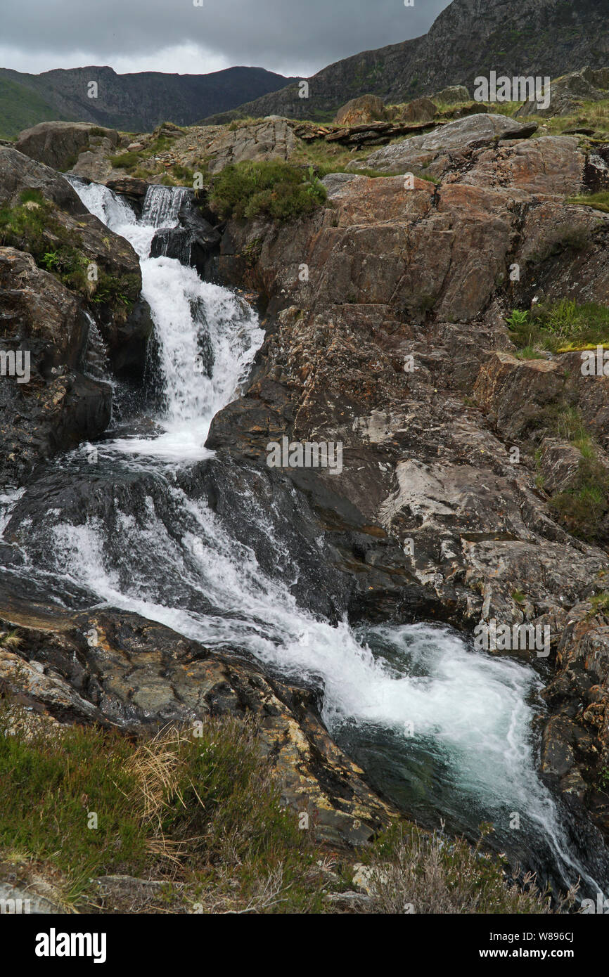 Waterfall on Watkins Path Snowdon, Wales, UK Stock Photo - Alamy