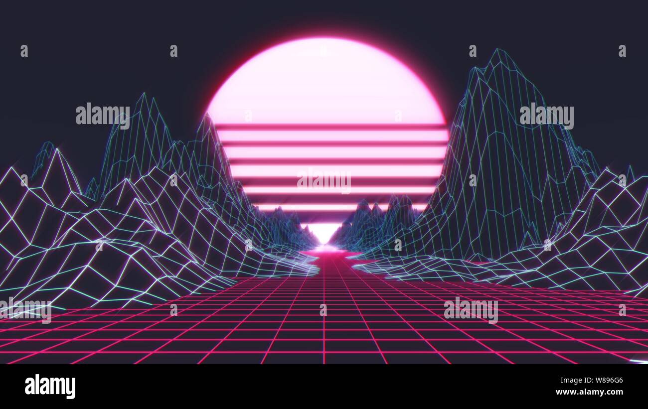 Retro Futurism Background 1980s style. 3d illustration Stock Photo - Alamy