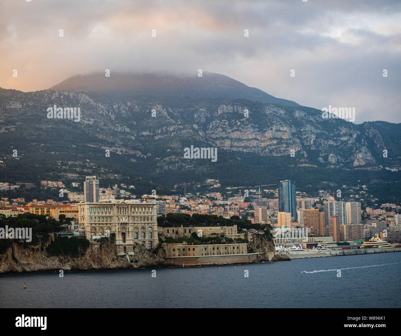 Monte Carlo, Monaco – 2019. Panoramic view of Monte Carlo harbor at ...