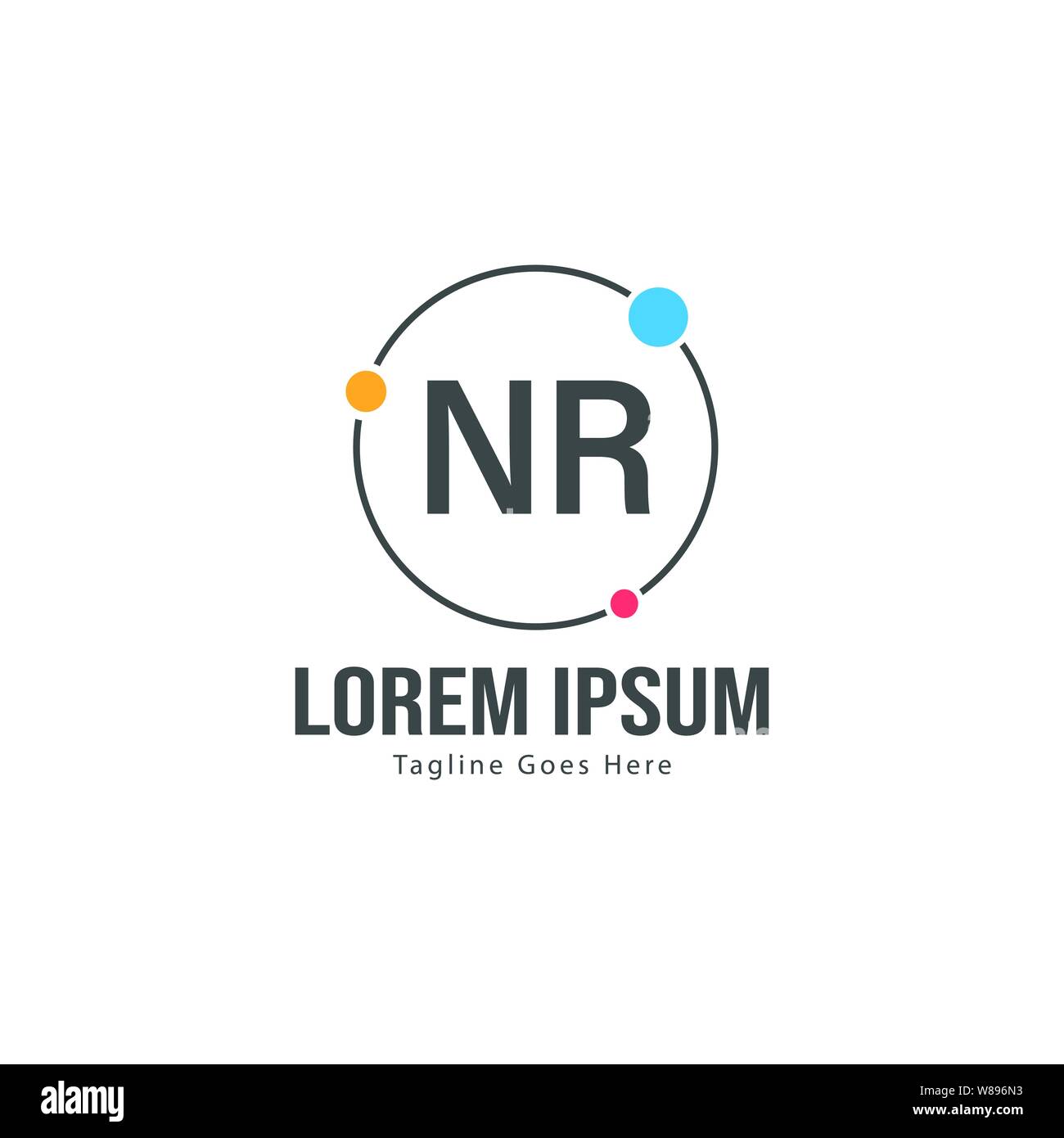 Initial NR logo template with modern frame. Minimalist NR letter logo ...
