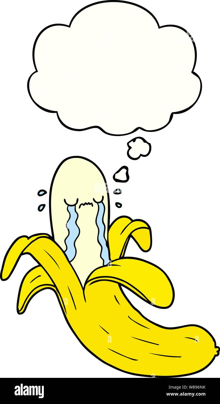 cartoon crying banana with thought bubble Stock Vector Image & Art - Alamy