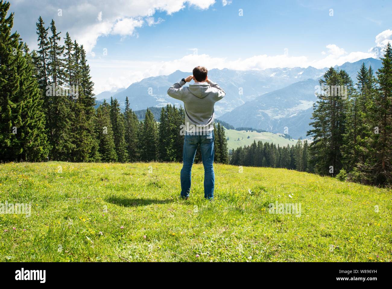 Man enjoying view woods hi-res stock photography and images - Alamy