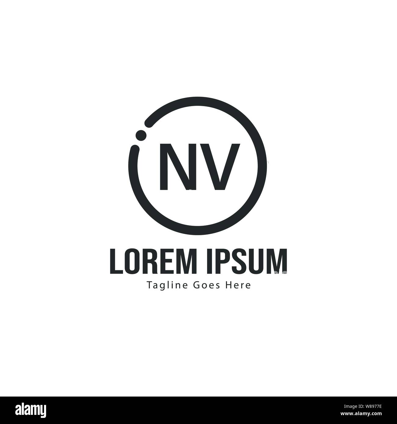 Initial NV logo template with modern frame. Minimalist NV letter logo ...