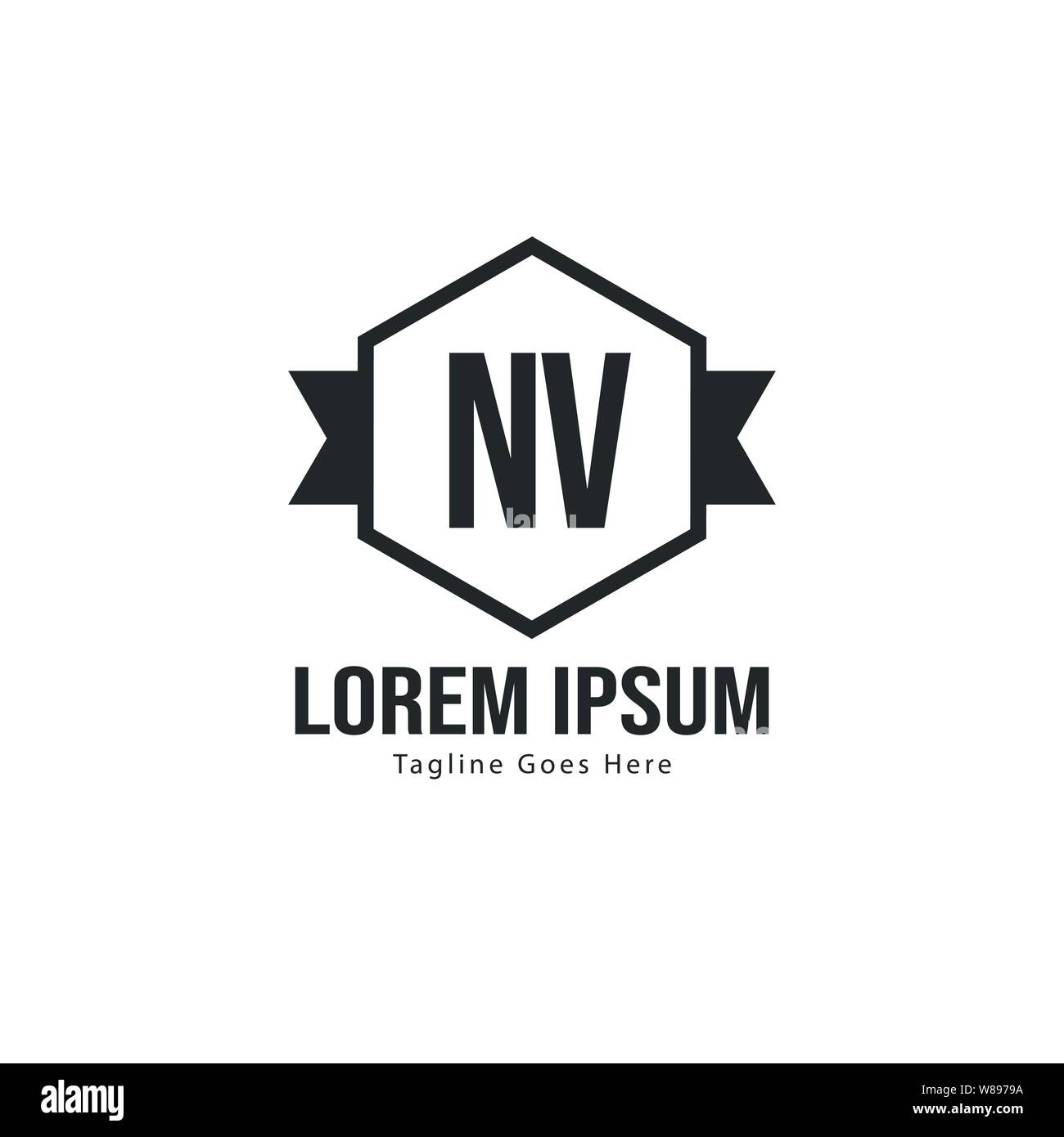 Initial NV logo template with modern frame. Minimalist NV letter logo ...