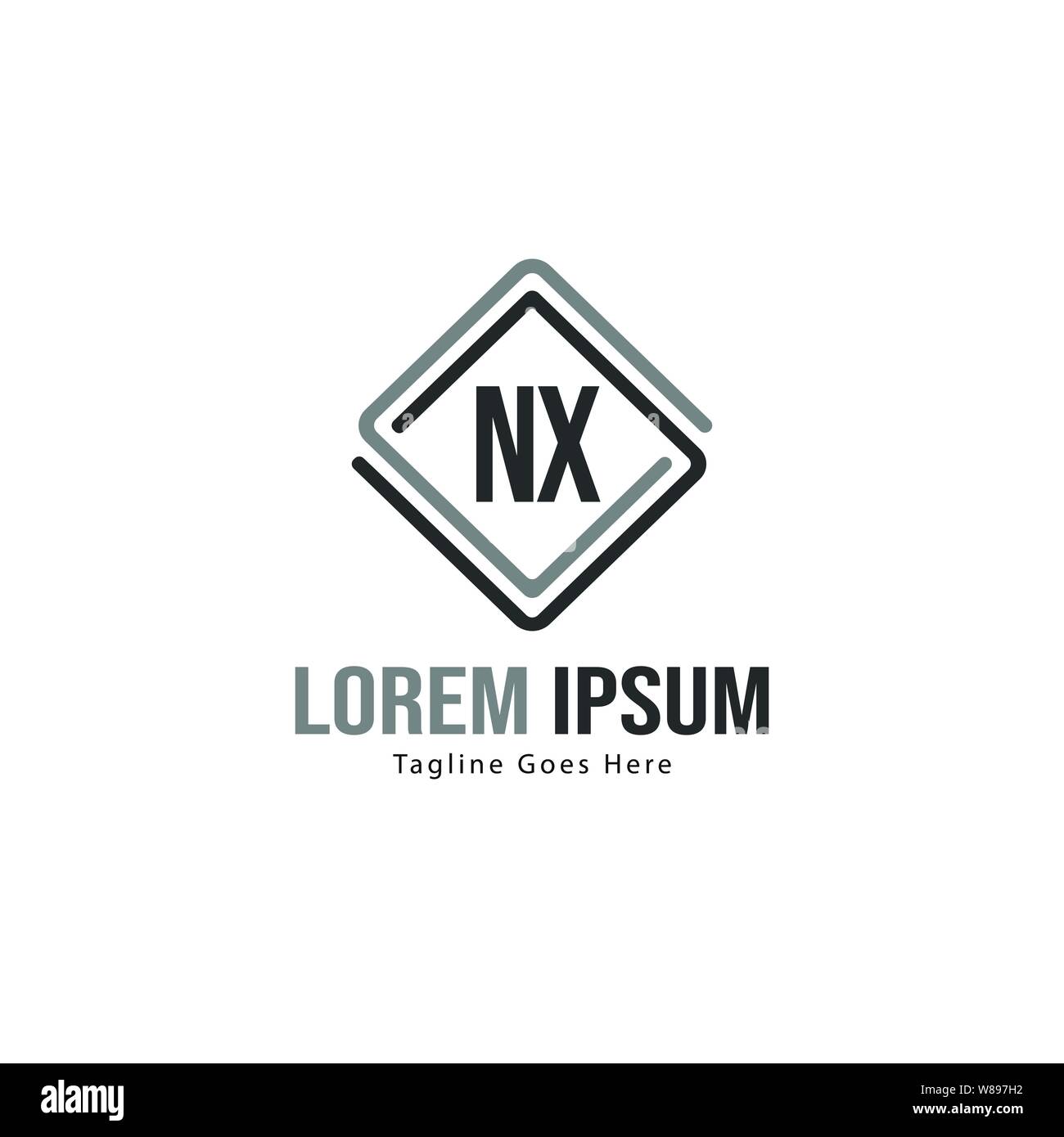 Initial NX logo template with modern frame. Minimalist NX letter logo ...