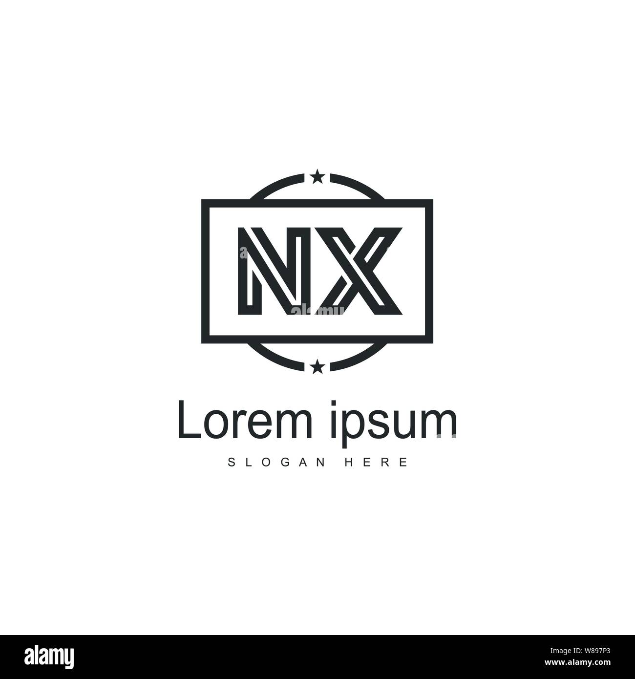 Initial NX logo template with modern frame. Minimalist NX letter logo ...