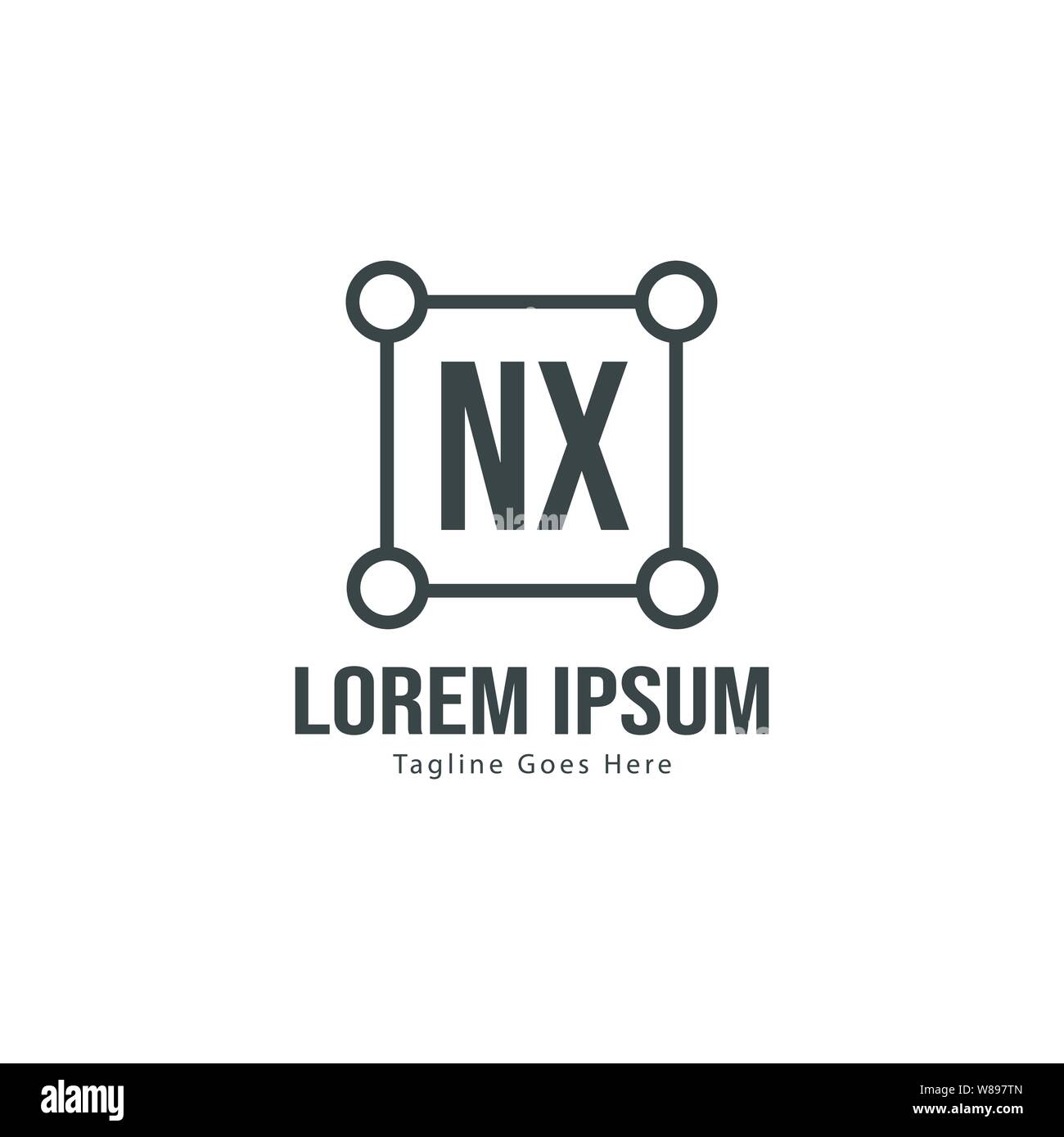 Initial NX logo template with modern frame. Minimalist NX letter logo ...