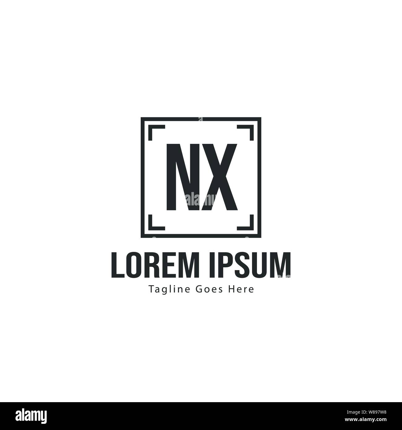 Initial NX logo template with modern frame. Minimalist NX letter logo ...