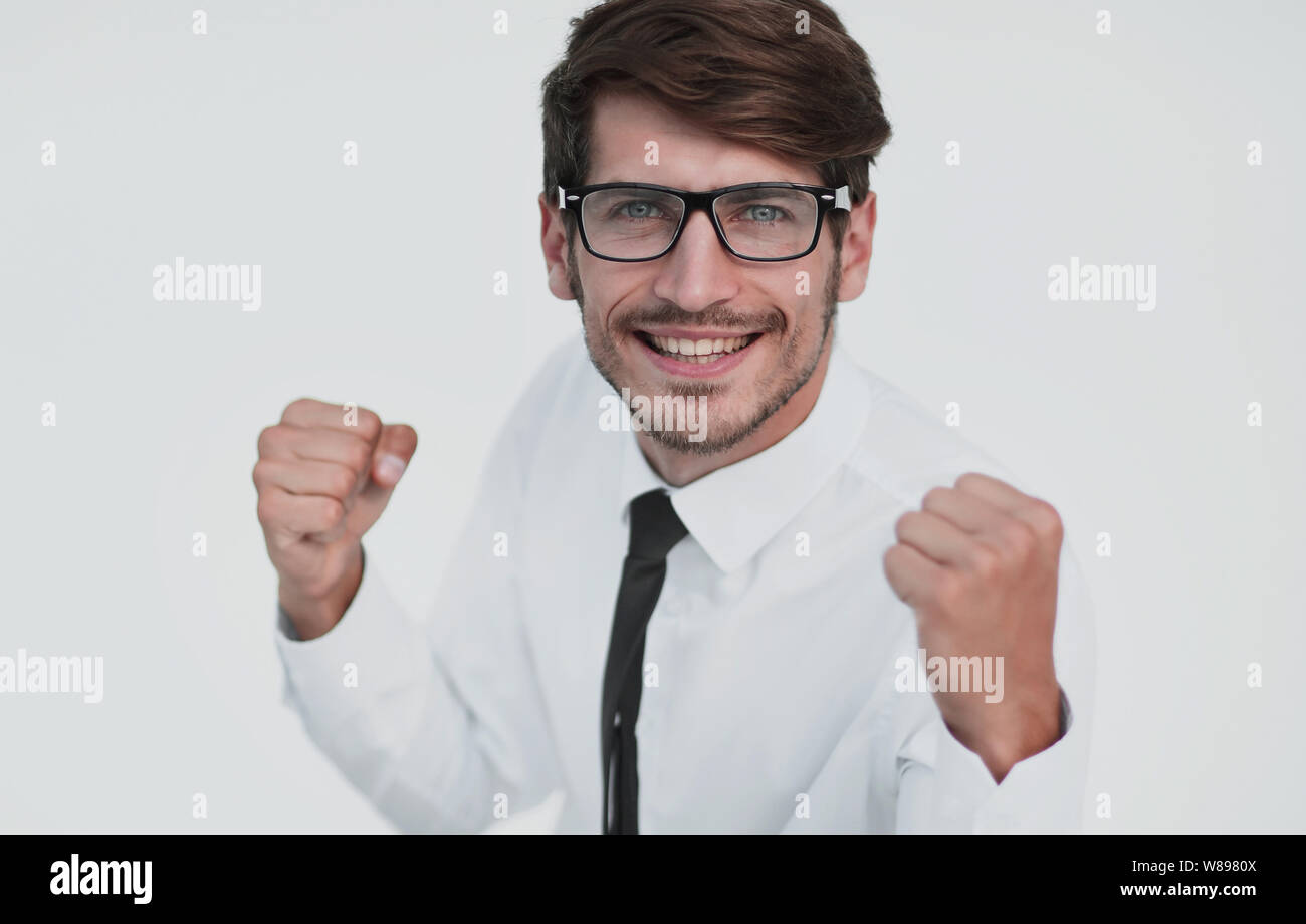 Portrait male executive rejoicing hi-res stock photography and images ...