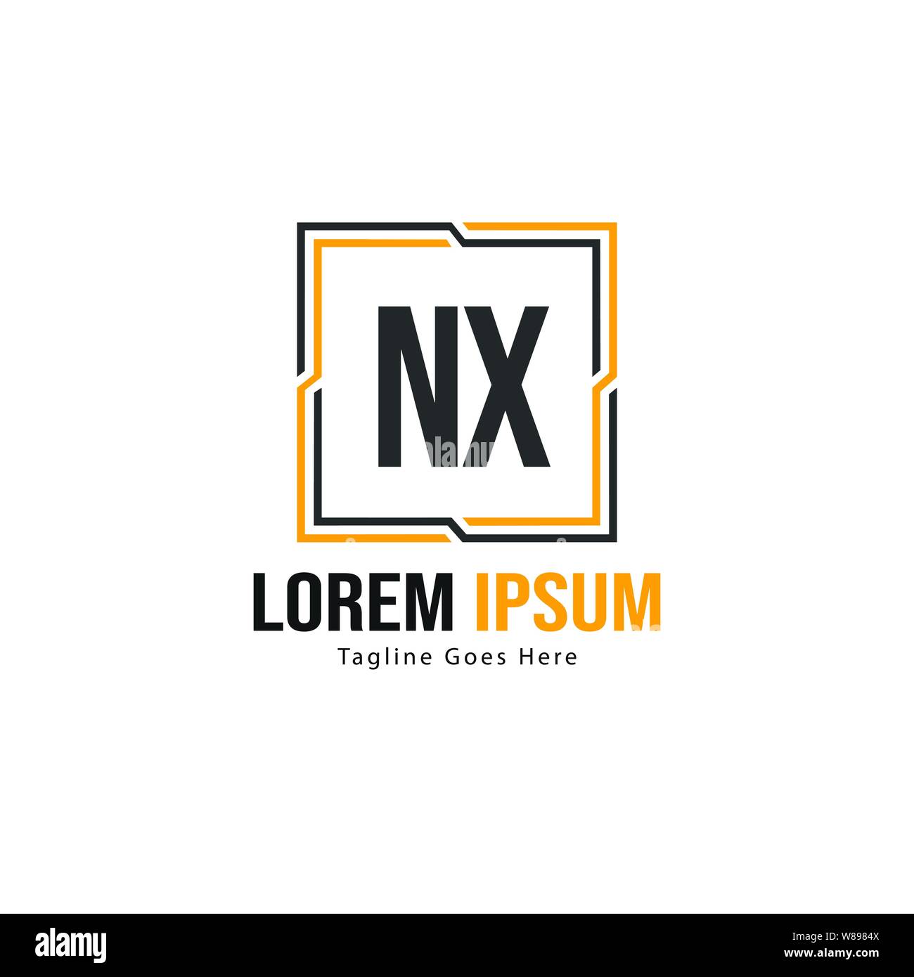 Initial NX logo template with modern frame. Minimalist NX letter logo ...