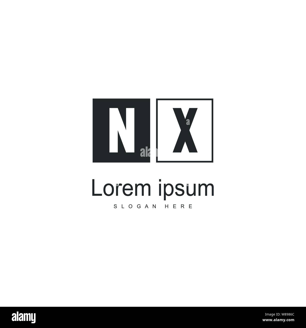 Initial NX logo template with modern frame. Minimalist NX letter logo ...