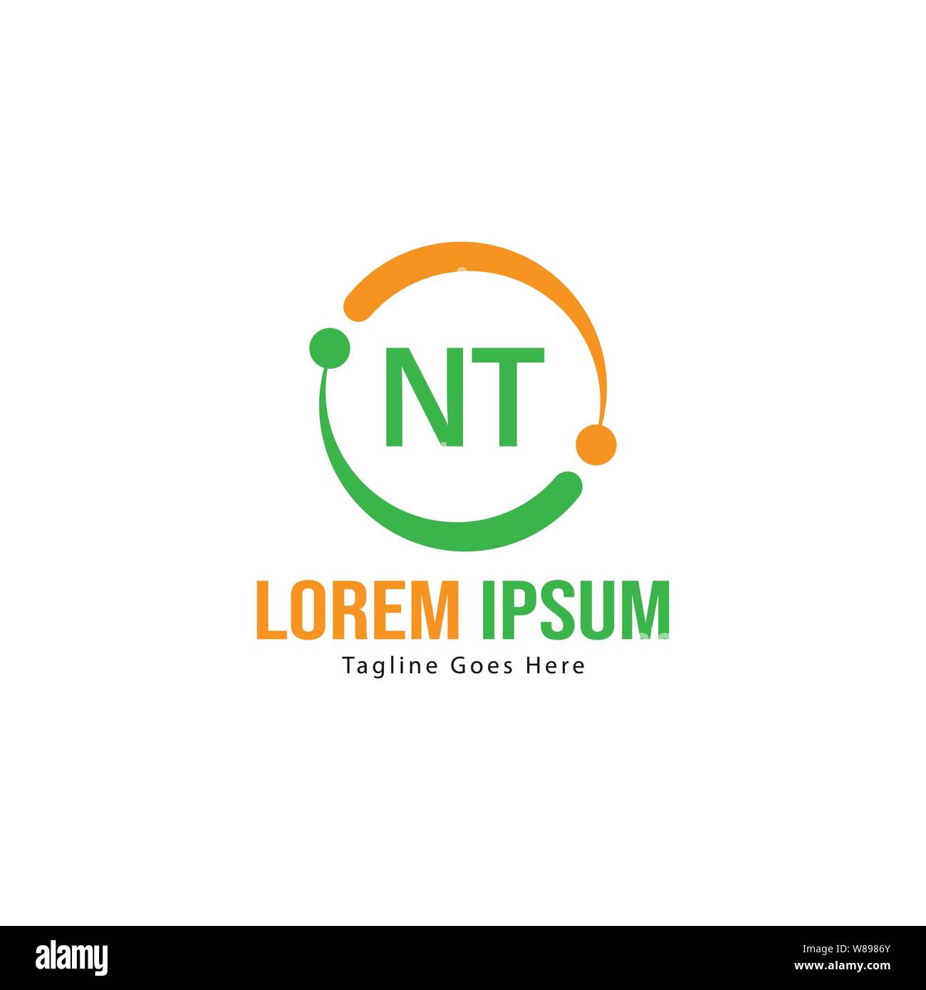 Initial NT logo template with modern frame. Minimalist NT letter logo ...