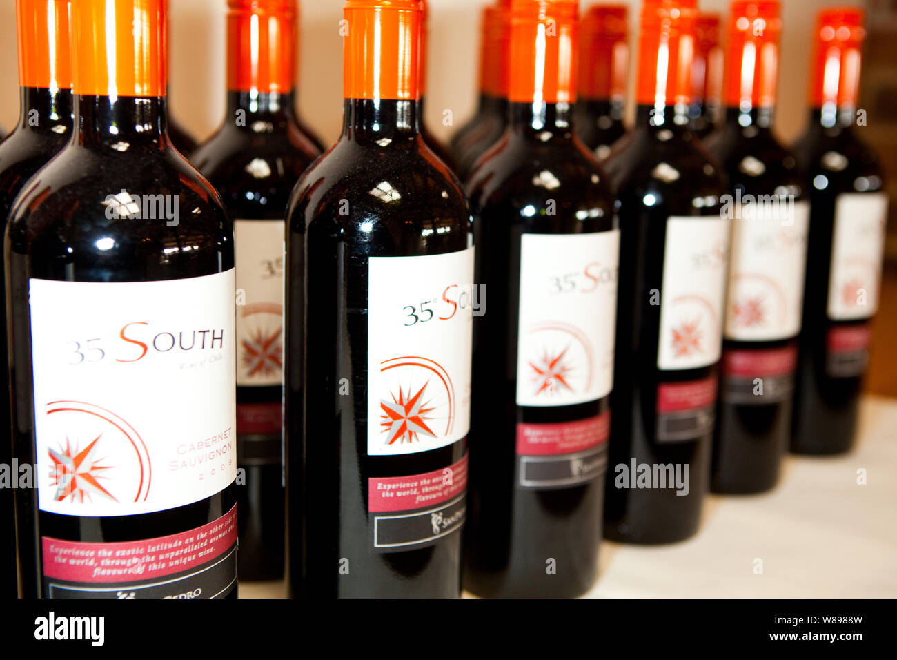 Red Wine Bottles Stock Photo - Alamy