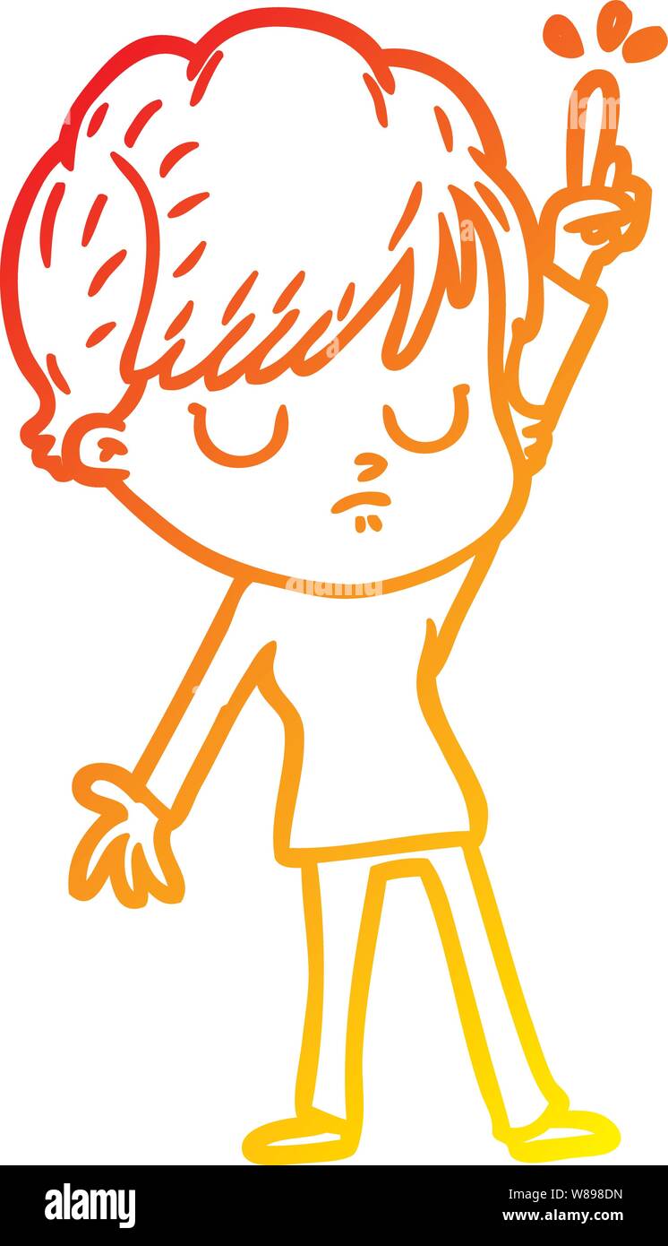 warm gradient line drawing of a cartoon woman Stock Vector Image & Art ...