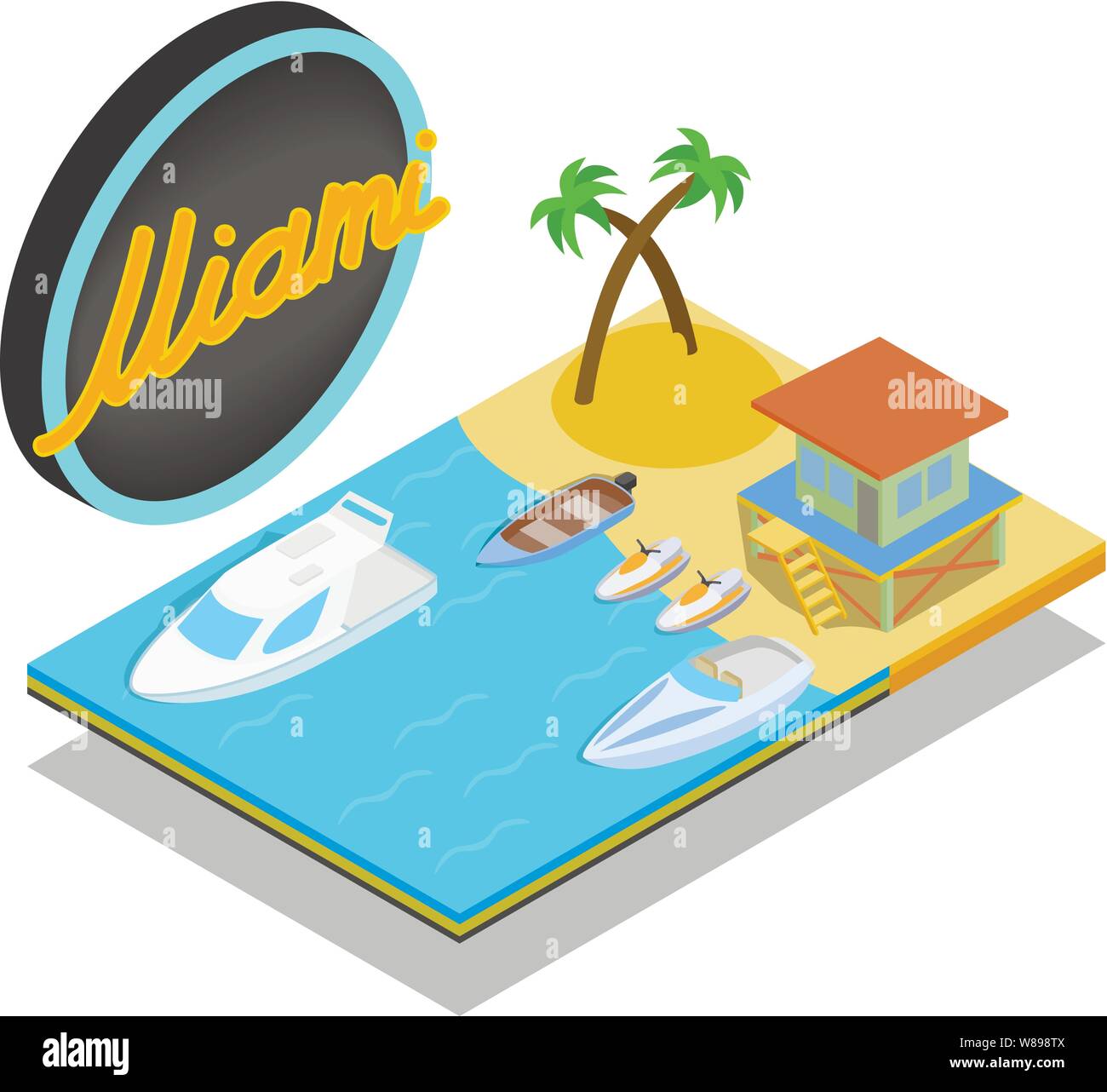 Coast miami concept banner, isometric style Stock Vector Image & Art ...