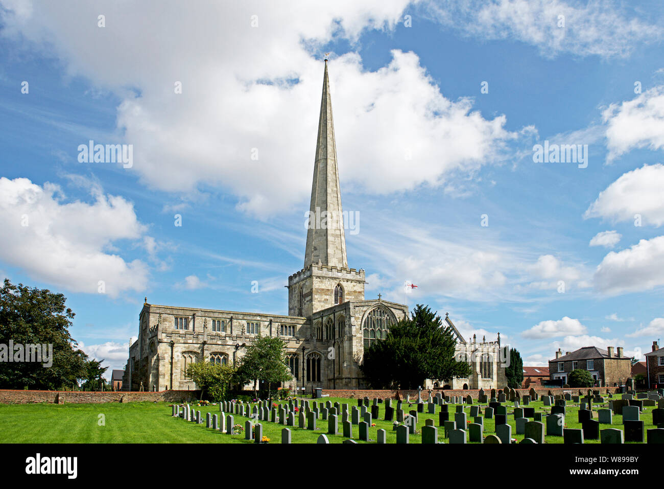 The tall spire of St Mary's Church in Hemingbrough, North Yorkshire ...