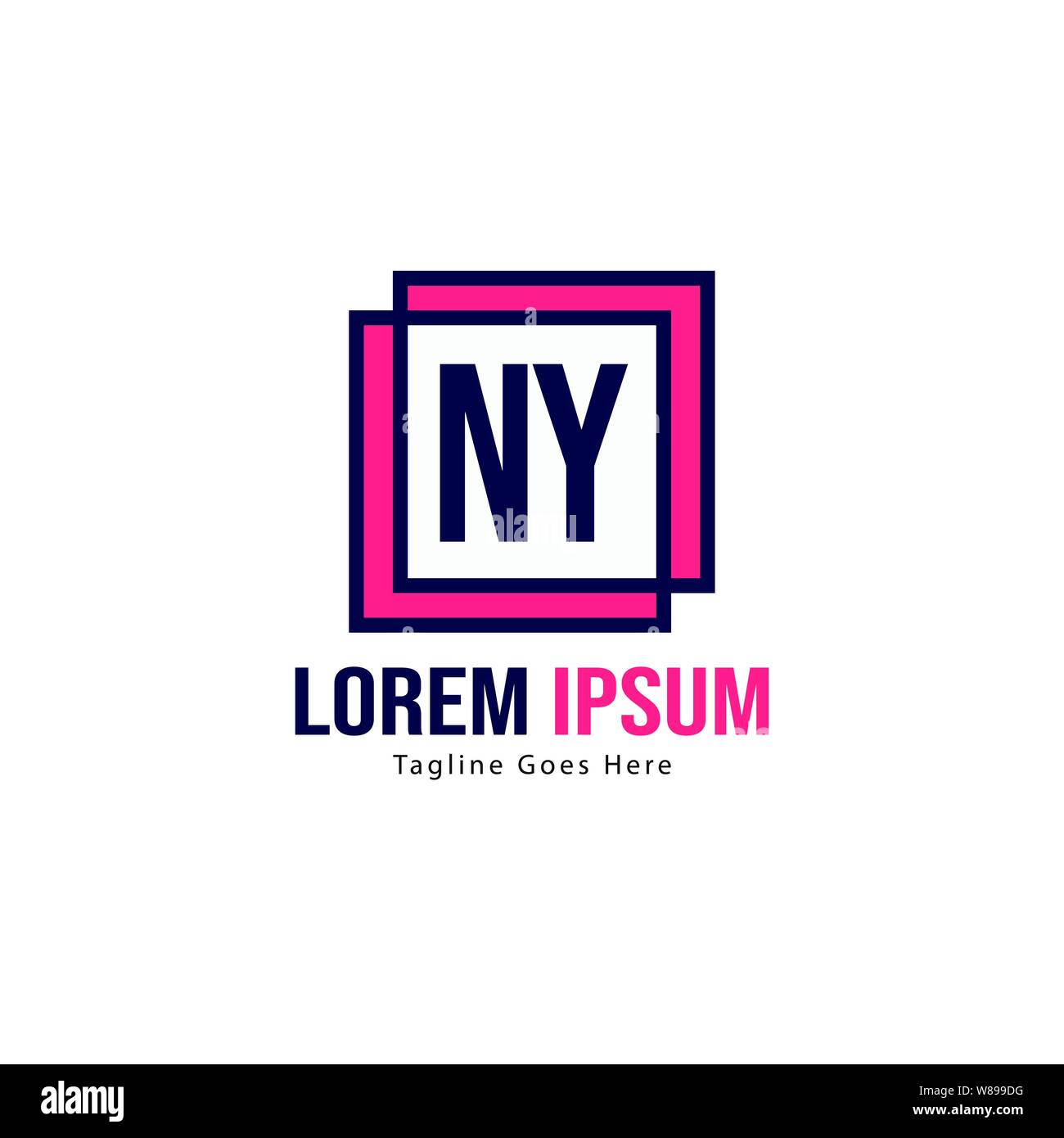 Initial NY logo template with modern frame. Minimalist NY letter logo ...