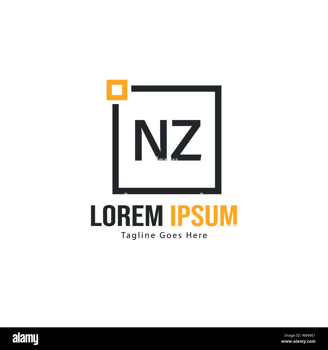 Initial NZ logo template with modern frame. Minimalist NZ letter logo ...