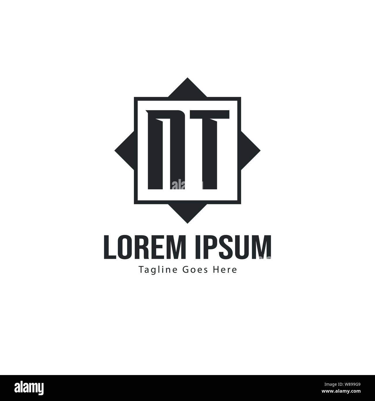 Initial NT logo template with modern frame. Minimalist NT letter logo ...