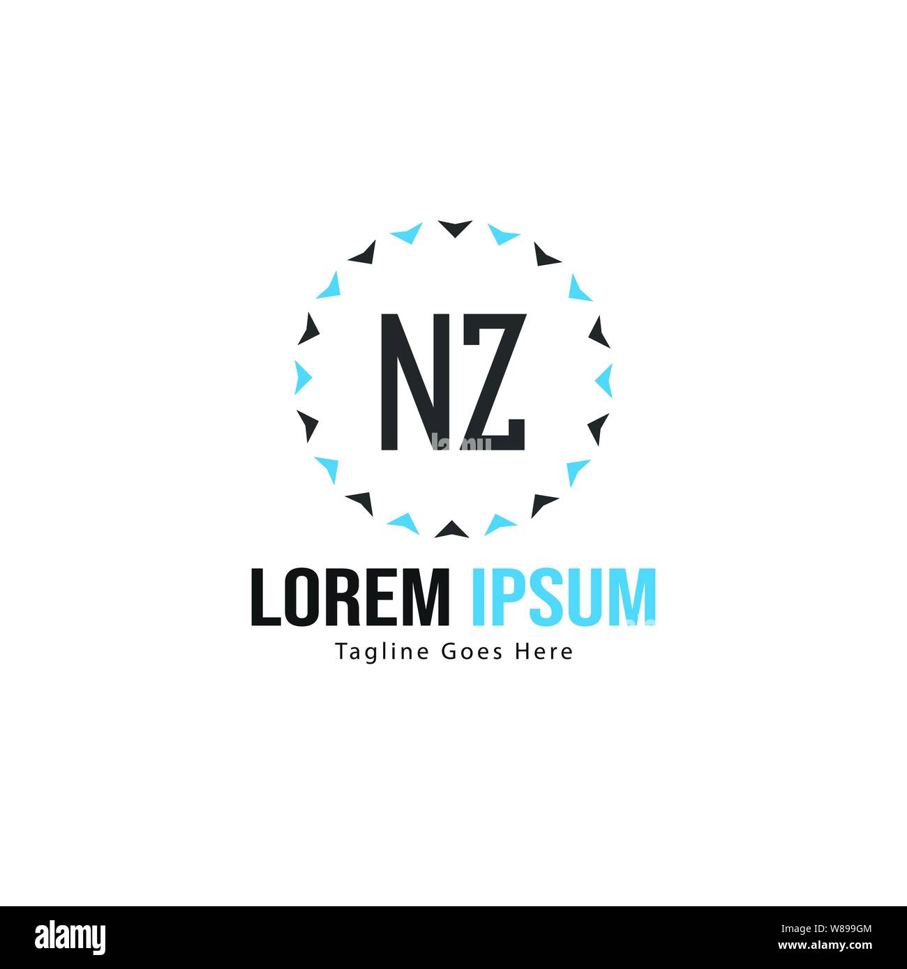 Initial NZ logo template with modern frame. Minimalist NZ letter logo ...